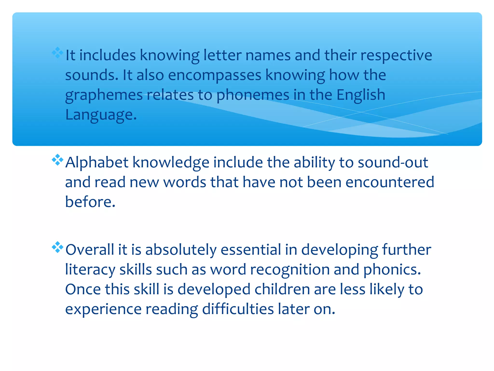 Alphabet knowledge presentation | PPT