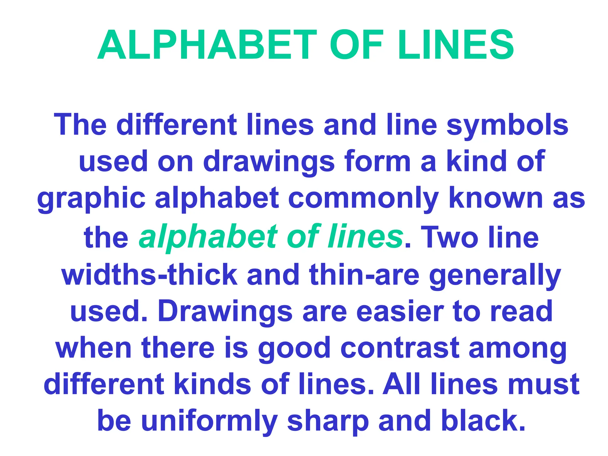 ALPHABET OF LINES used in technical drawing | PPTX