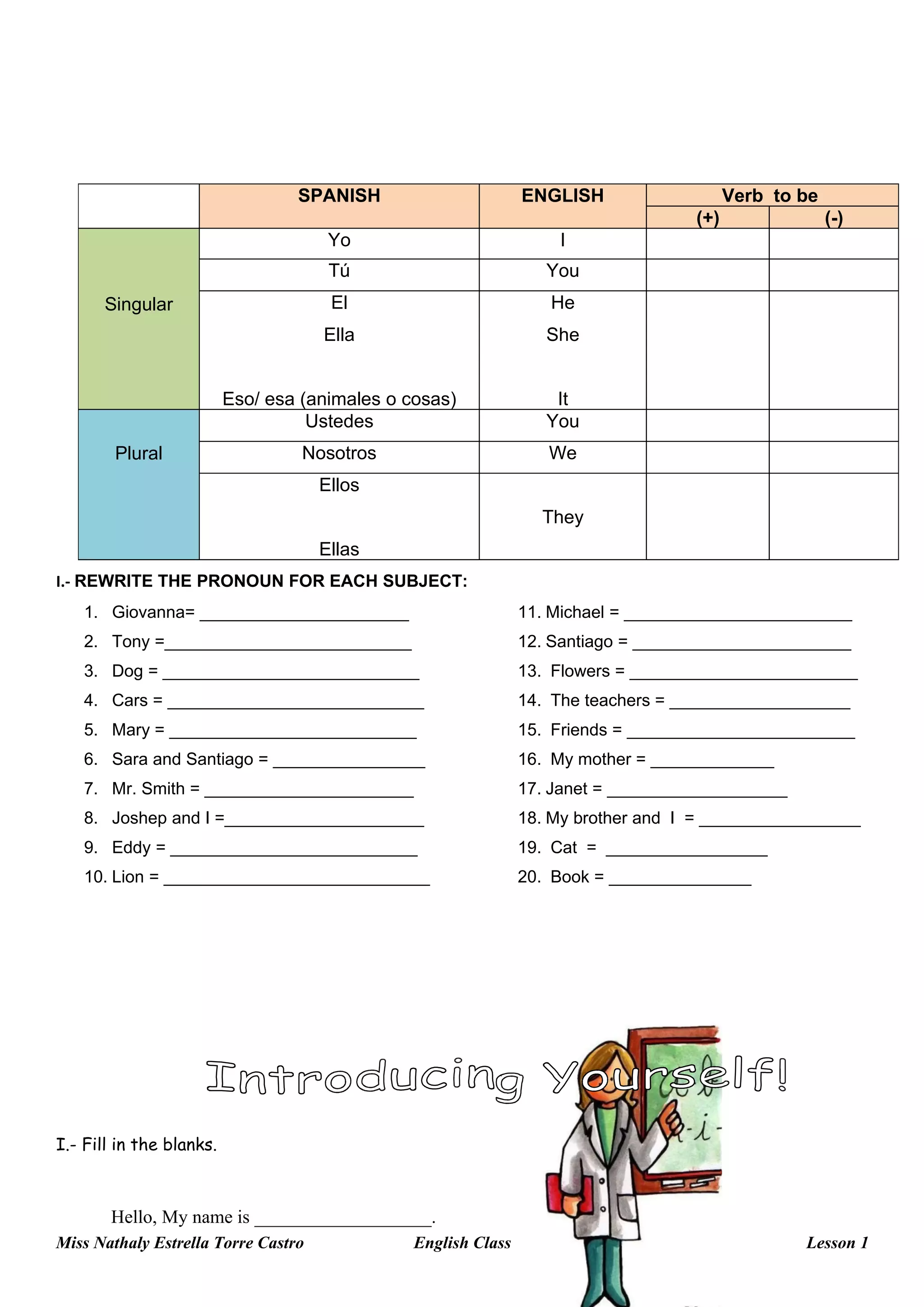 English lesson for begginers learners | DOC