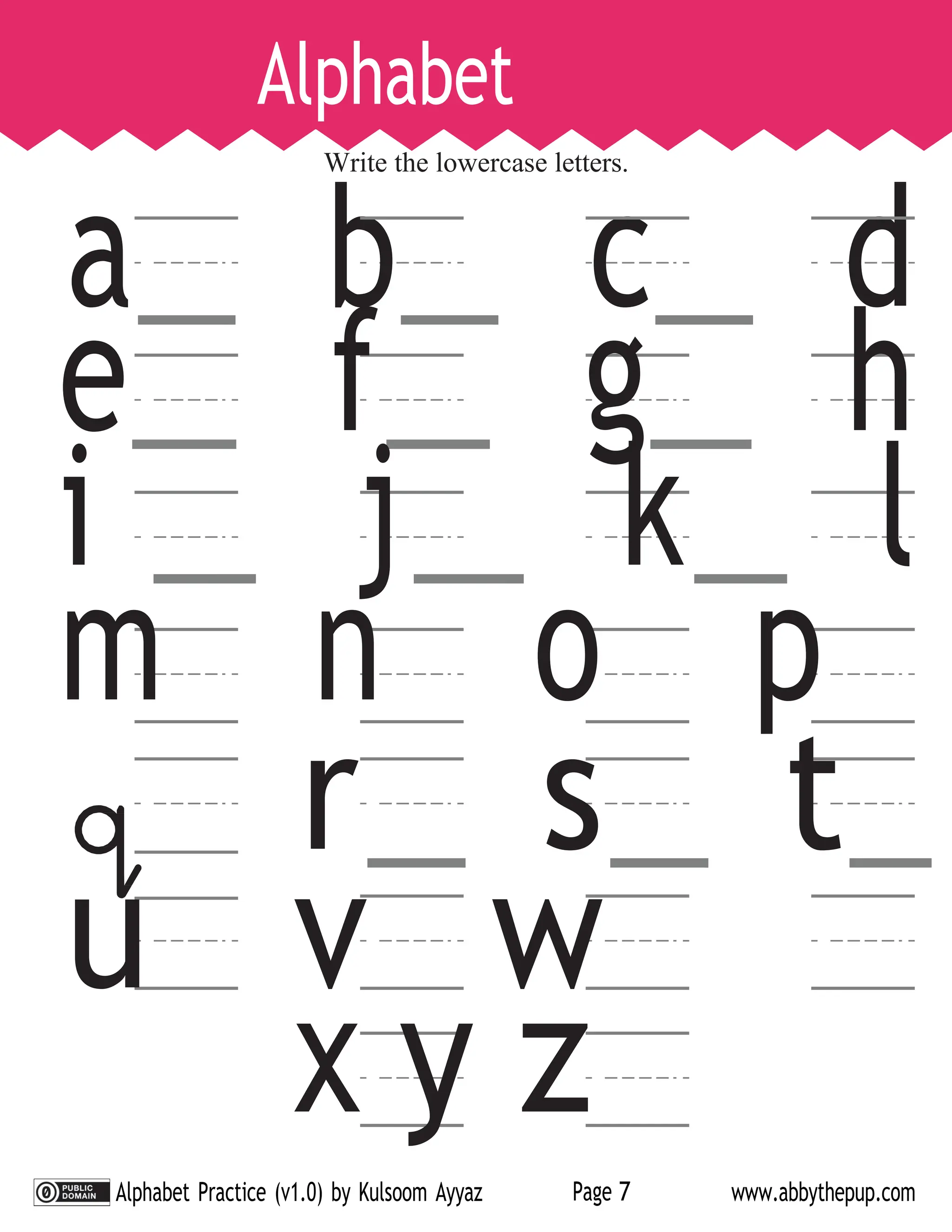 Alphabet Practice.docx for Elementary pupil | DOCX