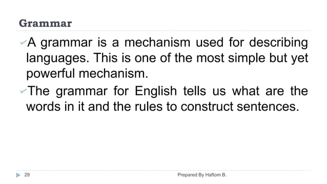 Alphabets , strings, languages and grammars
