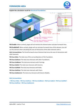 Alpha BIM Plugin | Formwork Area Guideline | Revit API | PDF