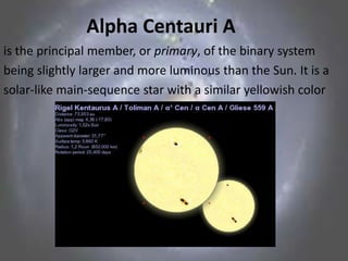 Main Sequence Alpha Centauri