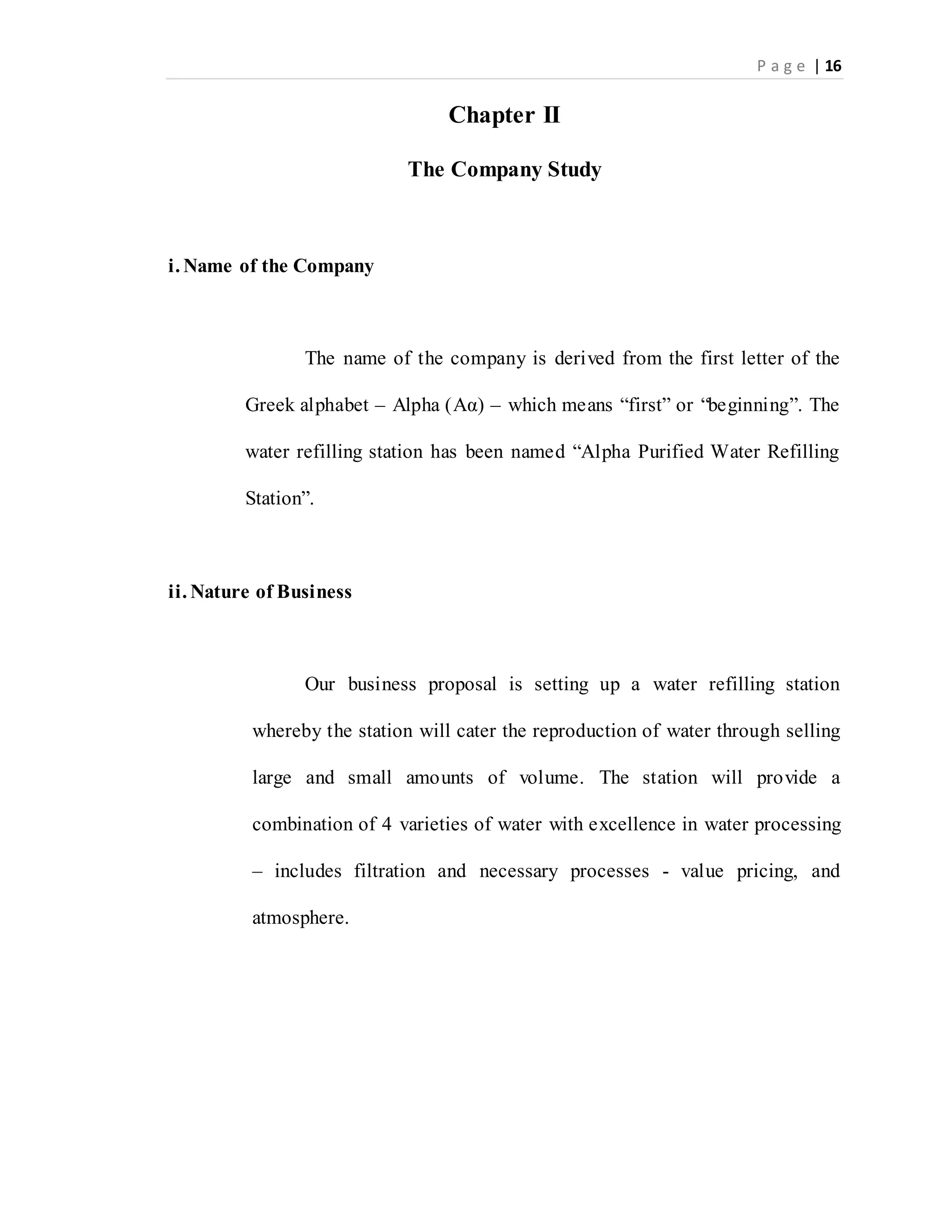 Feasibility Study (Water Refilling Station) | DOCX