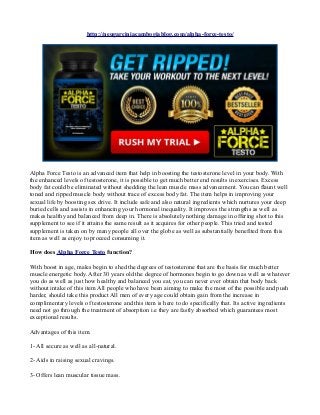 Alpha force testo reviews 100% natural ingredients, guidance...