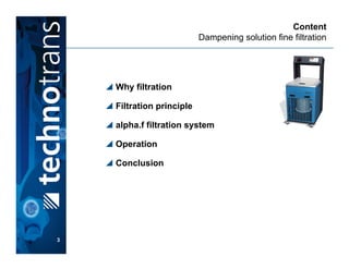 Dampening Solution Fine Filtration System | PDF
