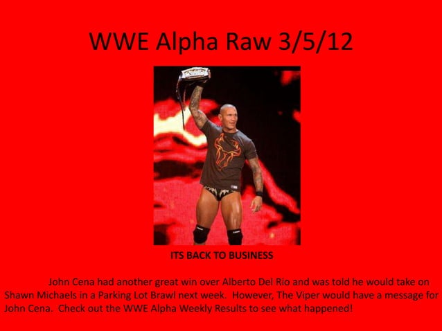 WWE Alpha Raw & WWE Gamma SmackDown | PPTX