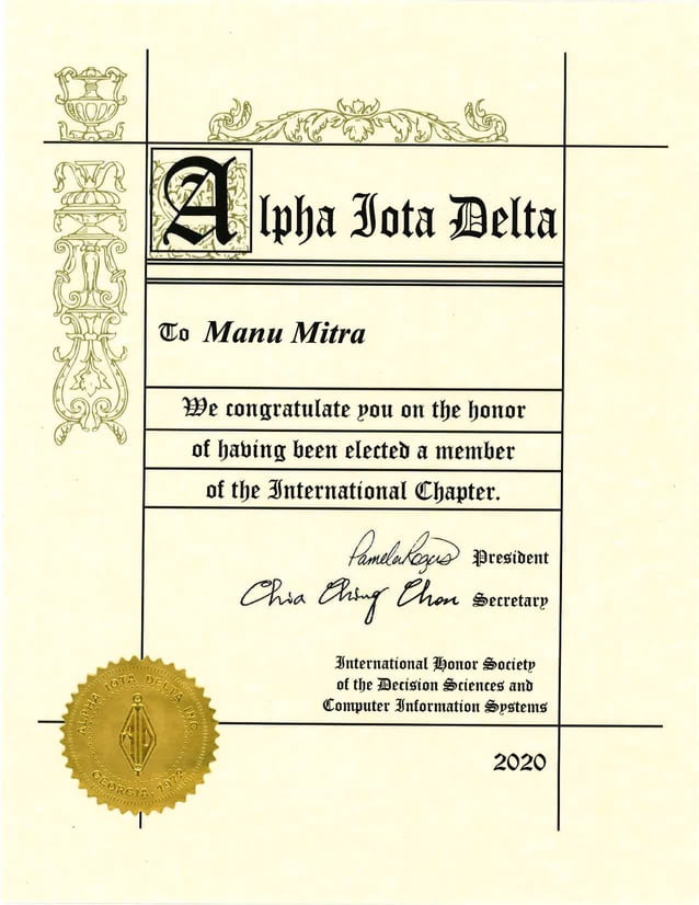 Alpha iota delta Certificate | PDF