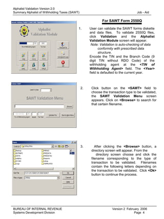 Alphalist sawt map_val_jobaid_ver2 | PPT