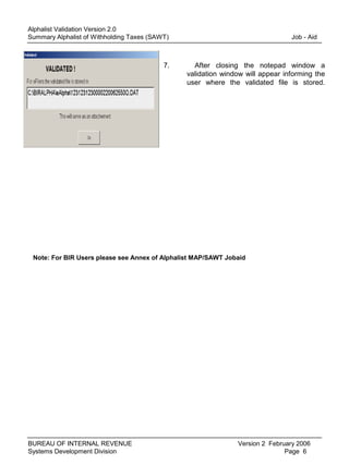 Alphalist sawt map_val_jobaid_ver2 | PPT