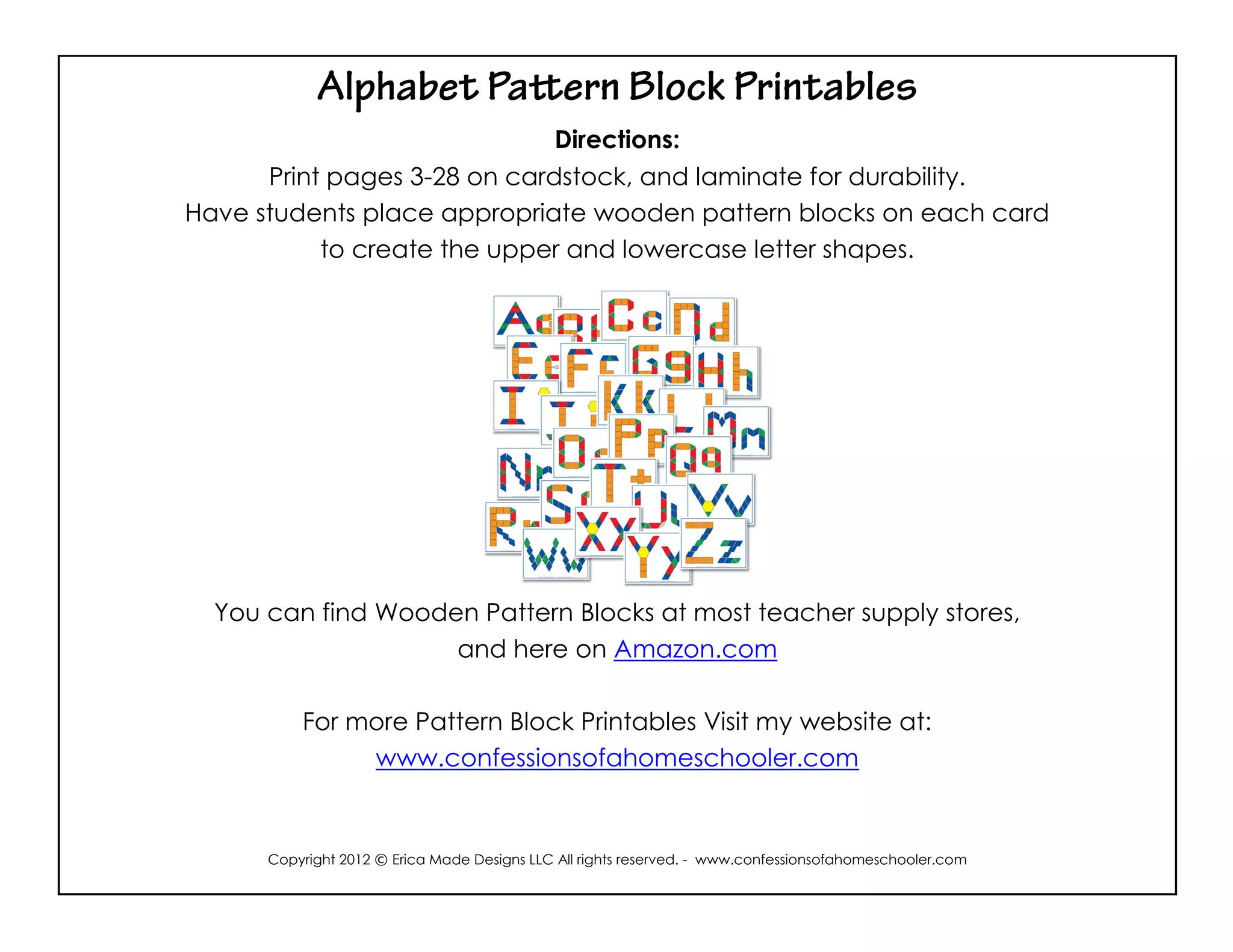 ALFABETO con Bloques Lógicos (Alphabet Pattern Blocks) | PDF