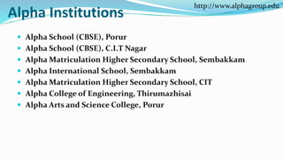 Alpha Group Of Institutions | PPT