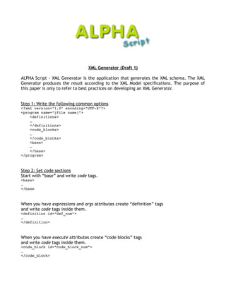ALPHA Script - XML Generator | PDF