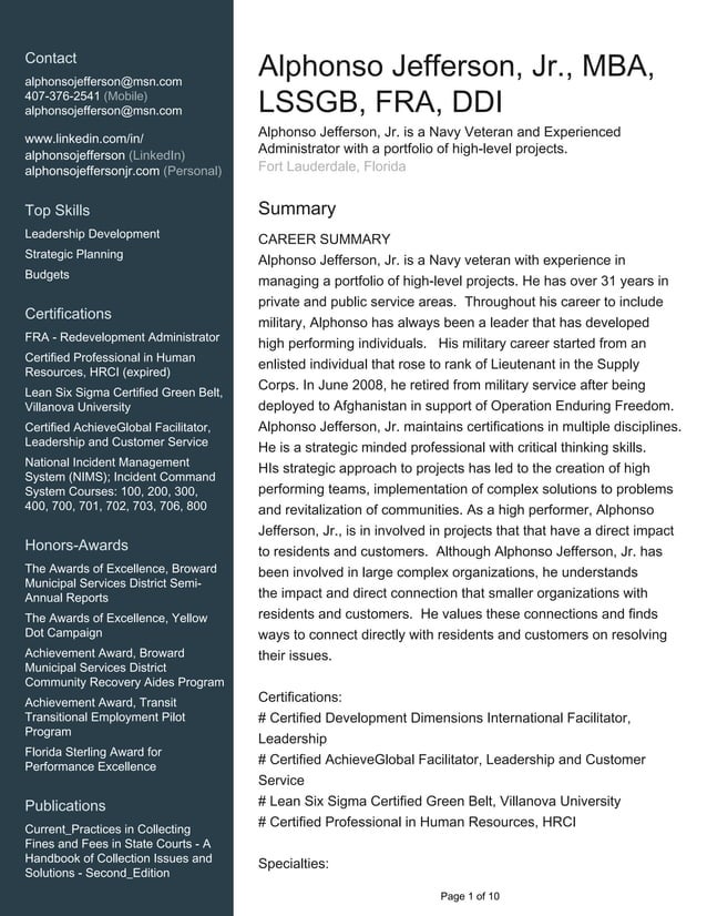 Alphonso jefferson, Jr. profile | PDF