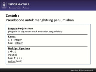 Algoritma dan Pemrograman C++ (Pseudocode & Flowchart) | PPT
