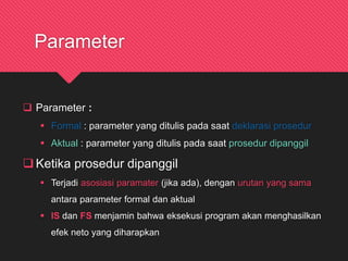 Procedure dalam pemrograman | PPTX