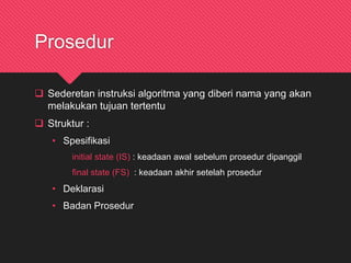 Procedure dalam pemrograman | PPTX