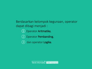 Operator dalam Pemrograman | PPT