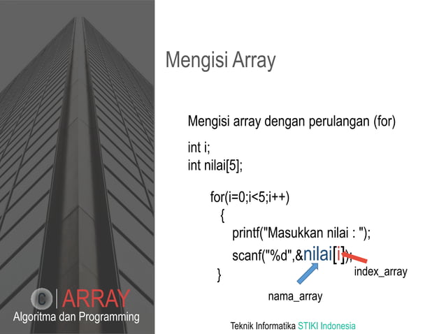 Array dalam pemrograman | PPTX