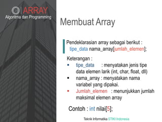 Array dalam pemrograman | PPTX