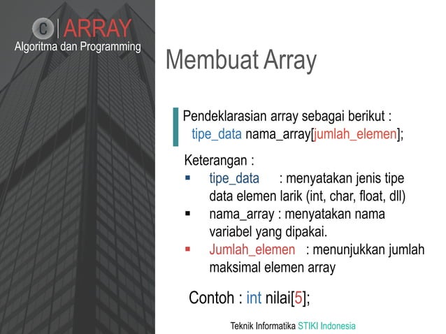 Array dalam pemrograman | PPTX