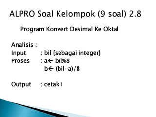 Alpro soal kelompok (9 soal) 2 | PPTX