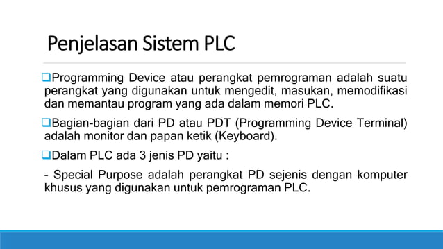 Pengenalan PLC pada Matakuliah Otomasi Industri | PPTX