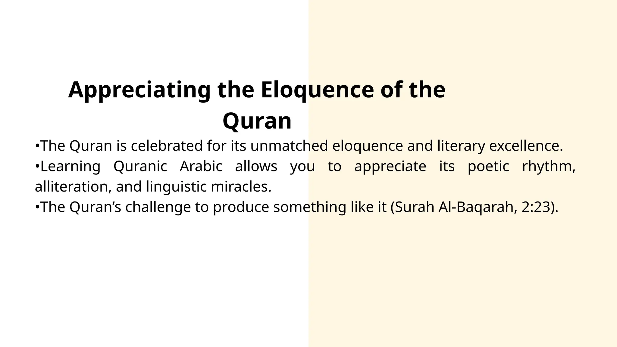 Importance of Quranic Arabic Language to understand the quran | PPT