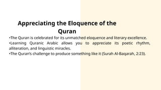 Importance of Quranic Arabic Language to understand the quran | PPTX