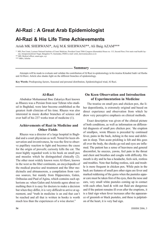 Al razi | PDF | Infectious Diseases | Diseases and Conditions