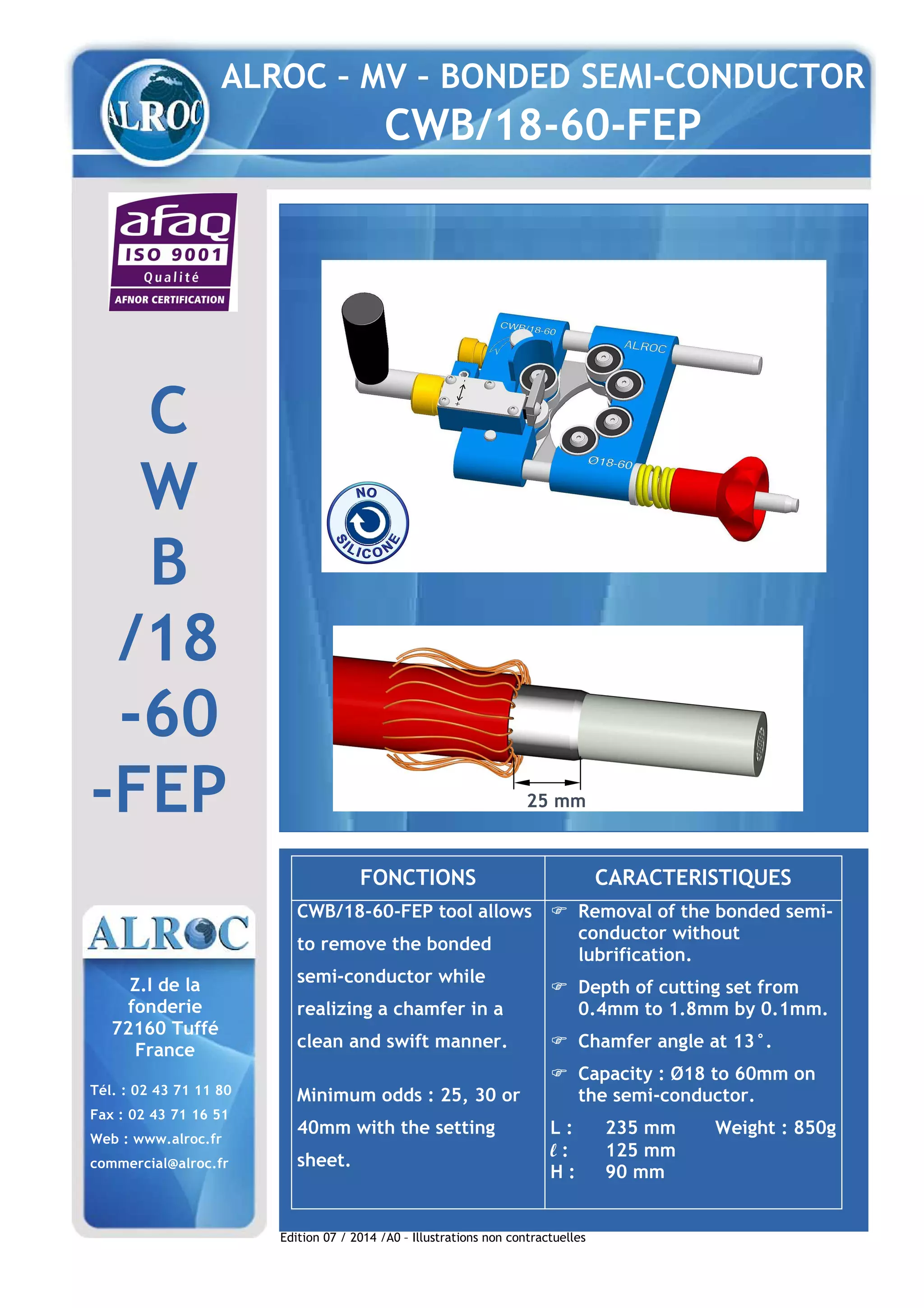 Alroc CW18-60 Bonded Semi-Con Stripping & Removal Tool (11kV-33kV) | PDF