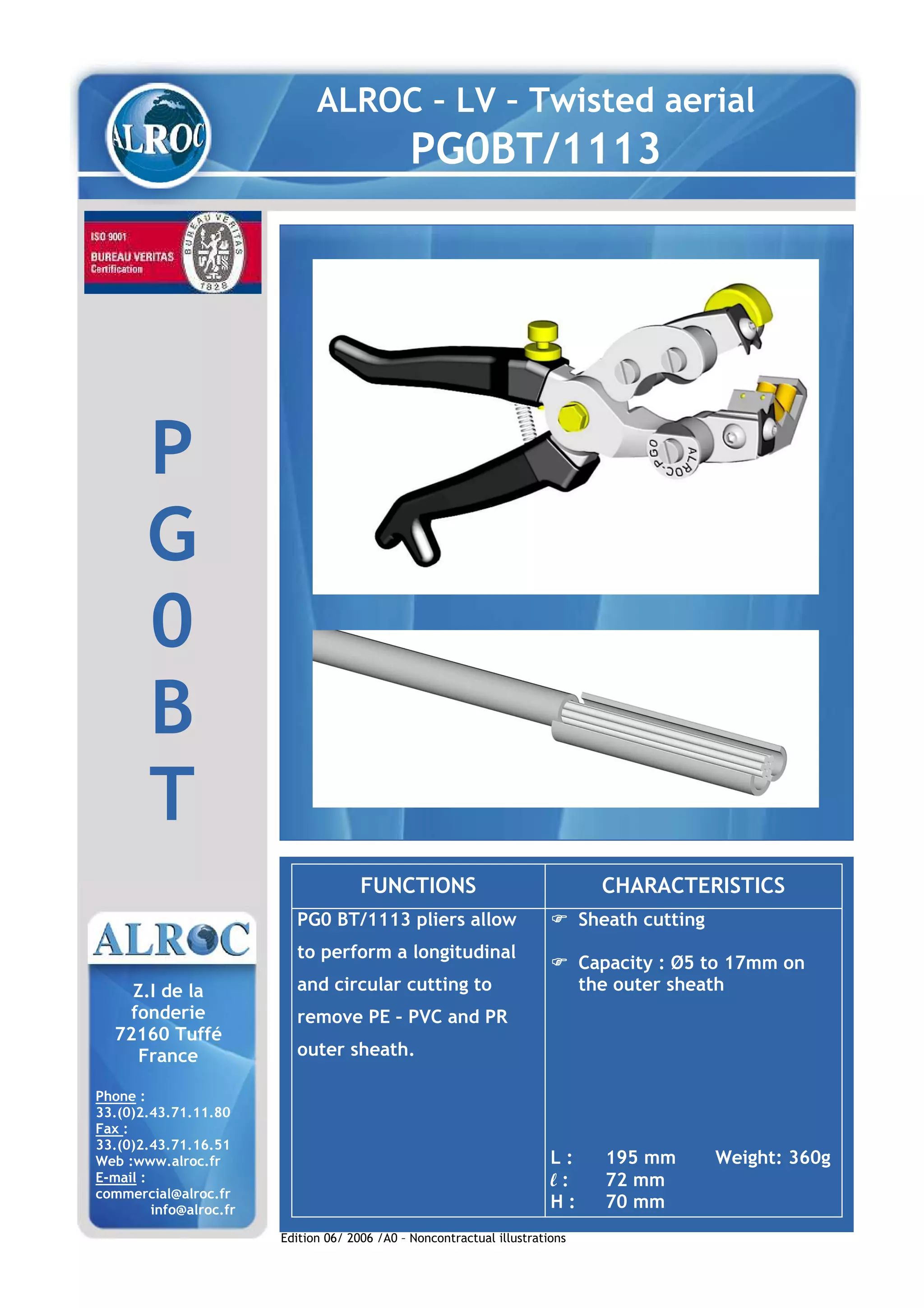 Alroc PG0 Cable Sheath Stripping Tool - Low Voltage Twisted Aerial ...