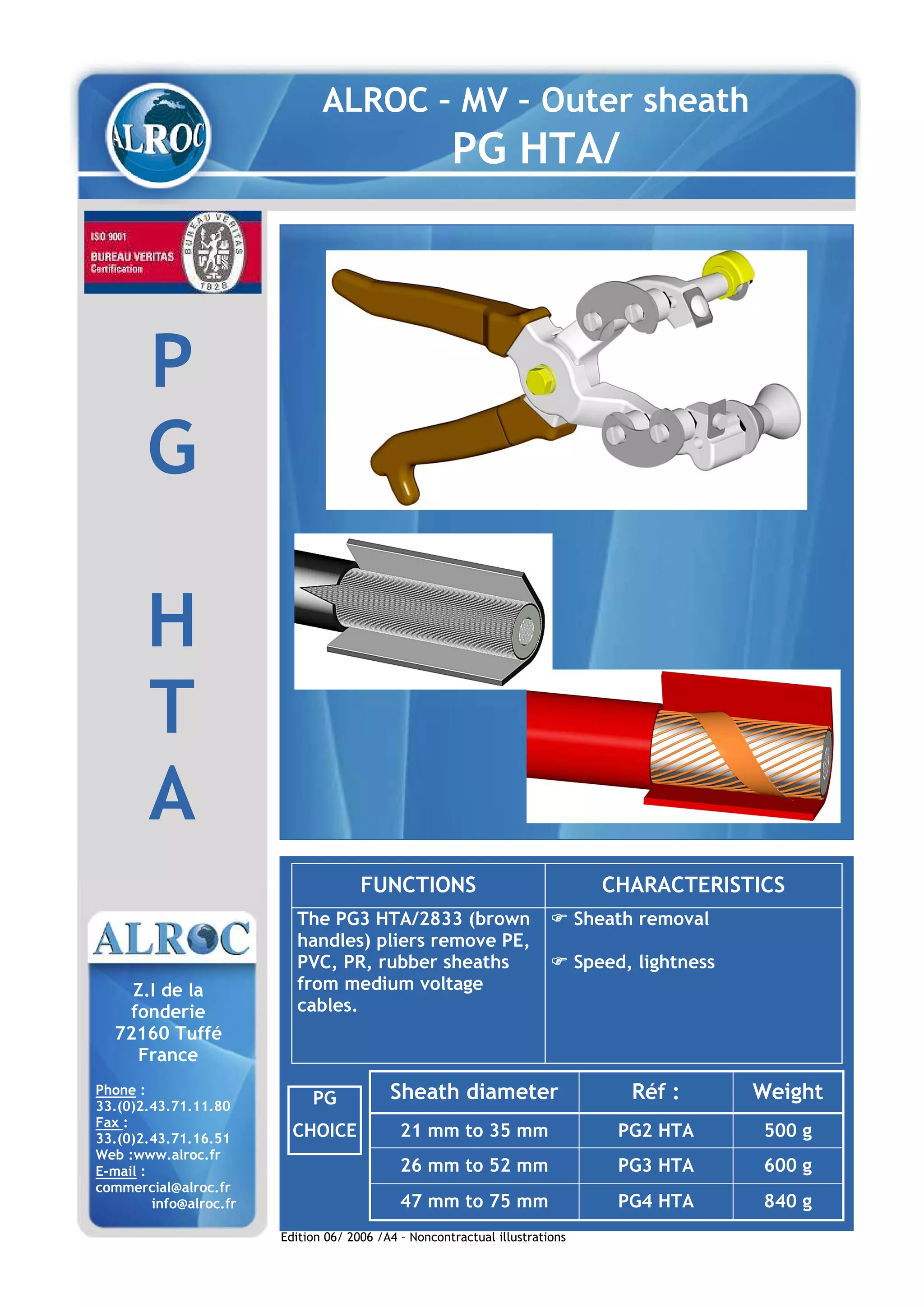 Alroc PG HTA Outer Sheath Stripping Pliers - Alroc Cable Stripping ...