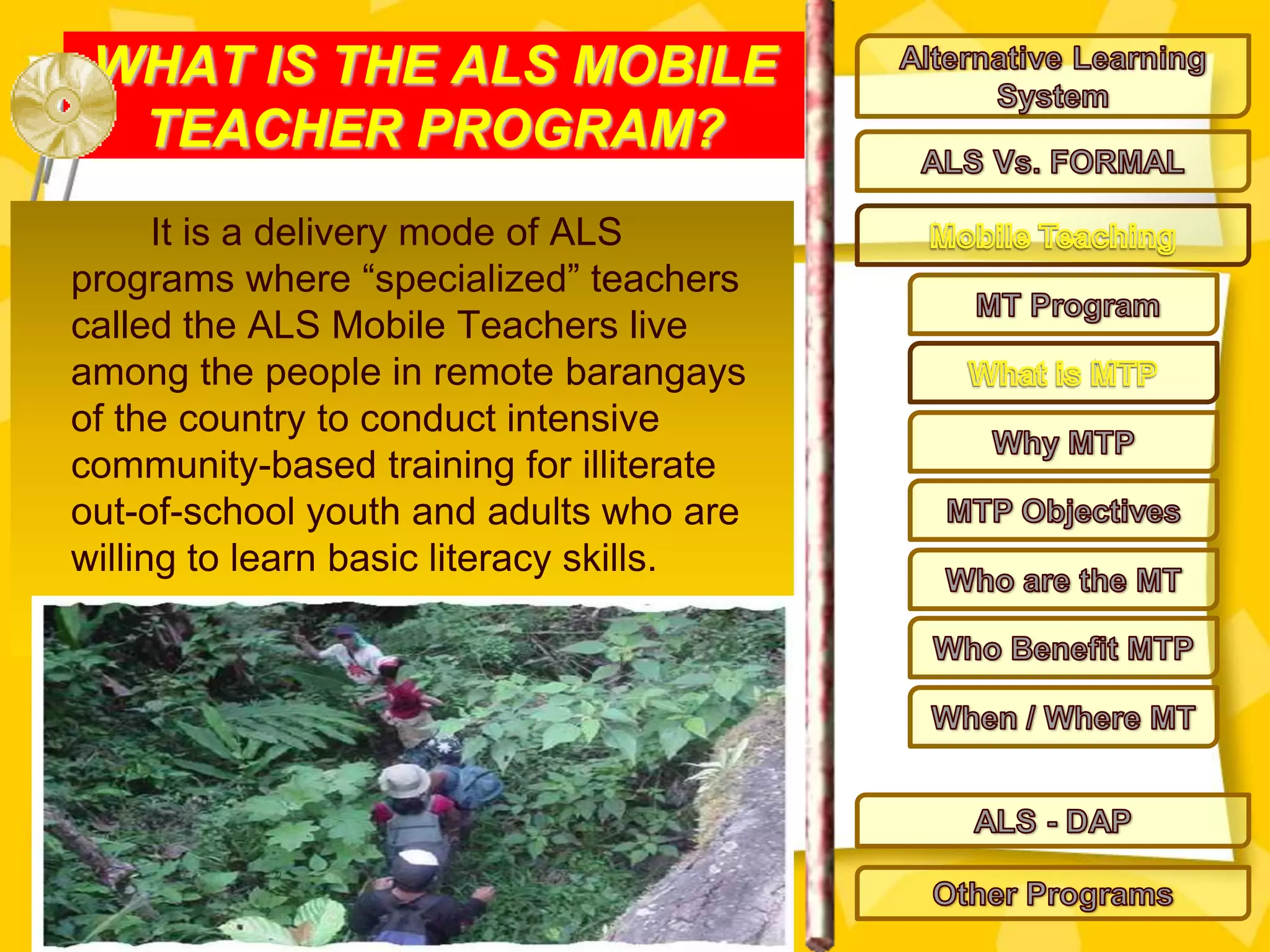 Alternative Learning System Mobile Teacher and ALS- Differently-Abled ...