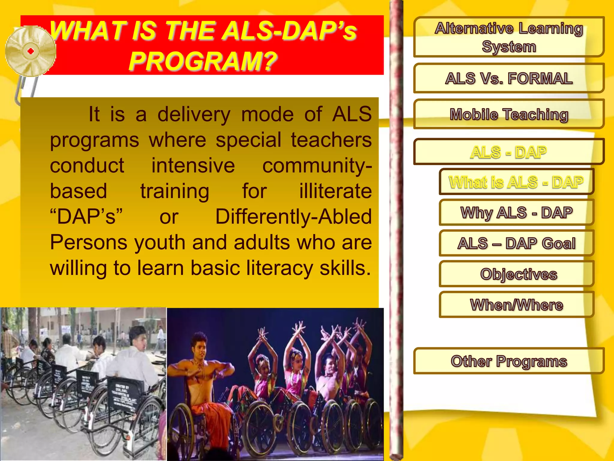 Alternative Learning System Mobile Teacher and ALS- Differently-Abled ...