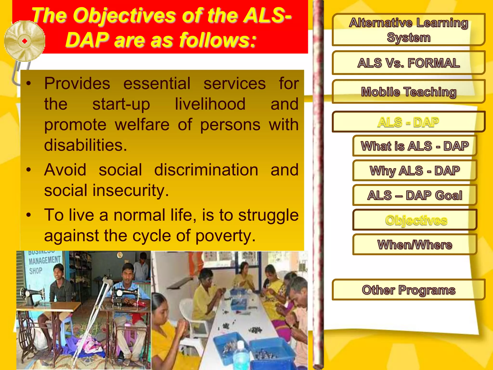 Alternative Learning System Mobile Teacher and ALS- Differently-Abled ...
