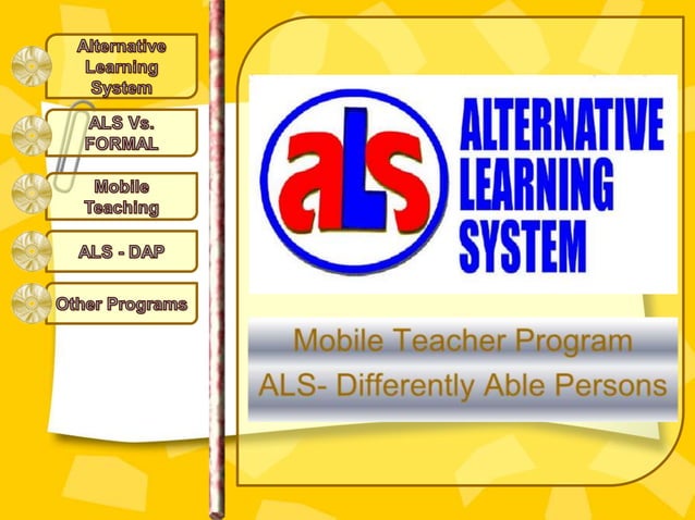 Alternative Learning System Mobile Teacher and ALS- Differently-Abled ...