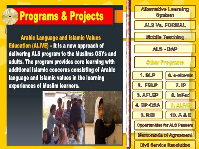Alternative Learning System Mobile Teacher and ALS- Differently-Abled ...