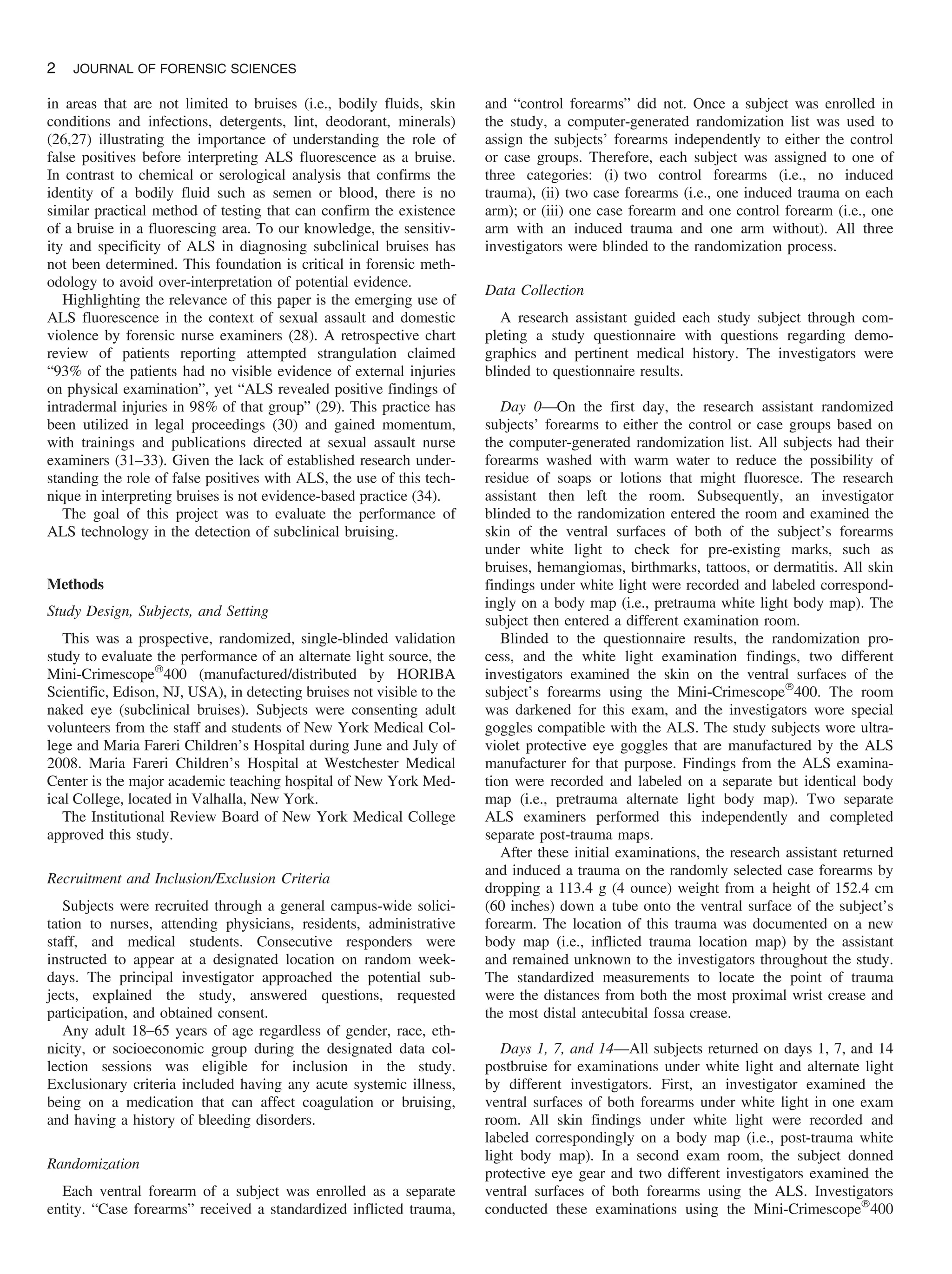 Alternate Light Source Usage to Detect Bruising - Is This Evidence ...