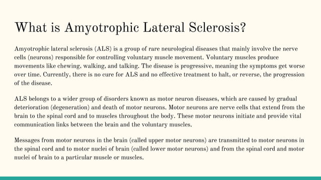 ALS ( Amyotrophic Lateral Sclerosis) / Lou Gehrig's Disease | PPTX