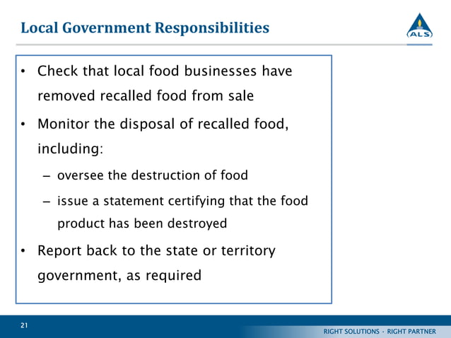 Conducting a food product recall | PPTX