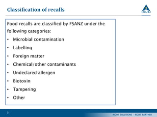 Conducting a food product recall | PPTX