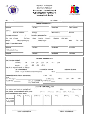 Als Online Enrollment Form 2022 2023 - Printable Forms Free Online