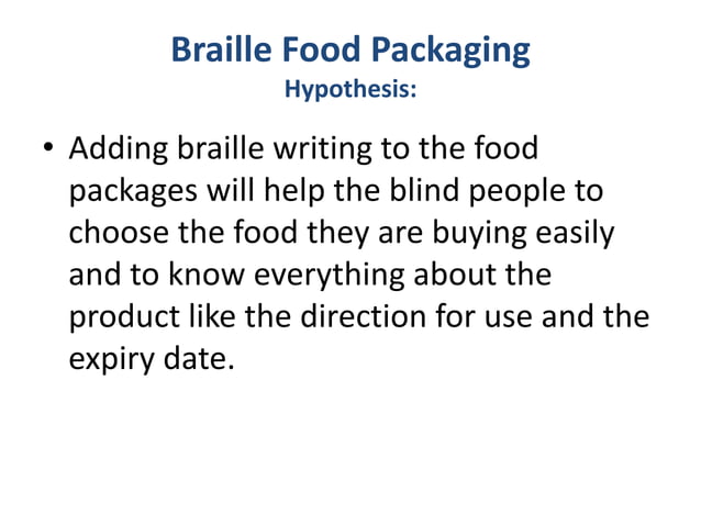 Food Packaging , Braille Food Packaging , IDM10 | PPT
