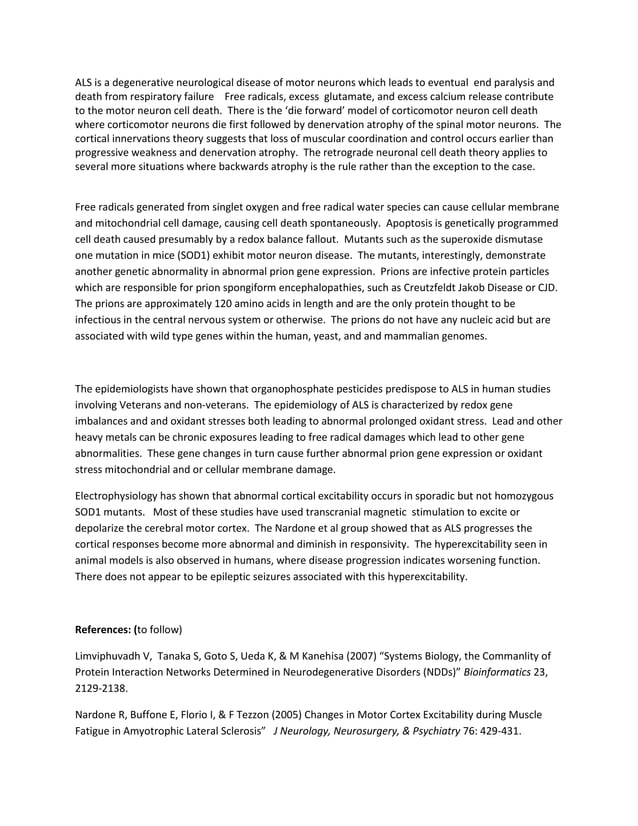 Als Paper & Prion Protein Gene Expression | DOCX | Brain and Nervous ...