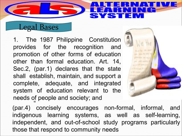 Alternative Learning System by Phoebe W. Taruc, mission, vision, EFA ...