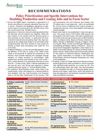 Agriculture Leadership Summit Recommendations 2008 Onwards | PDF