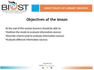 ALSS Session 4 - Evaluating Information Sources.ppt