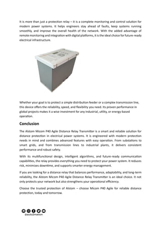Alstom Micom P40 Agile Distance Relay Transmitter | PDF