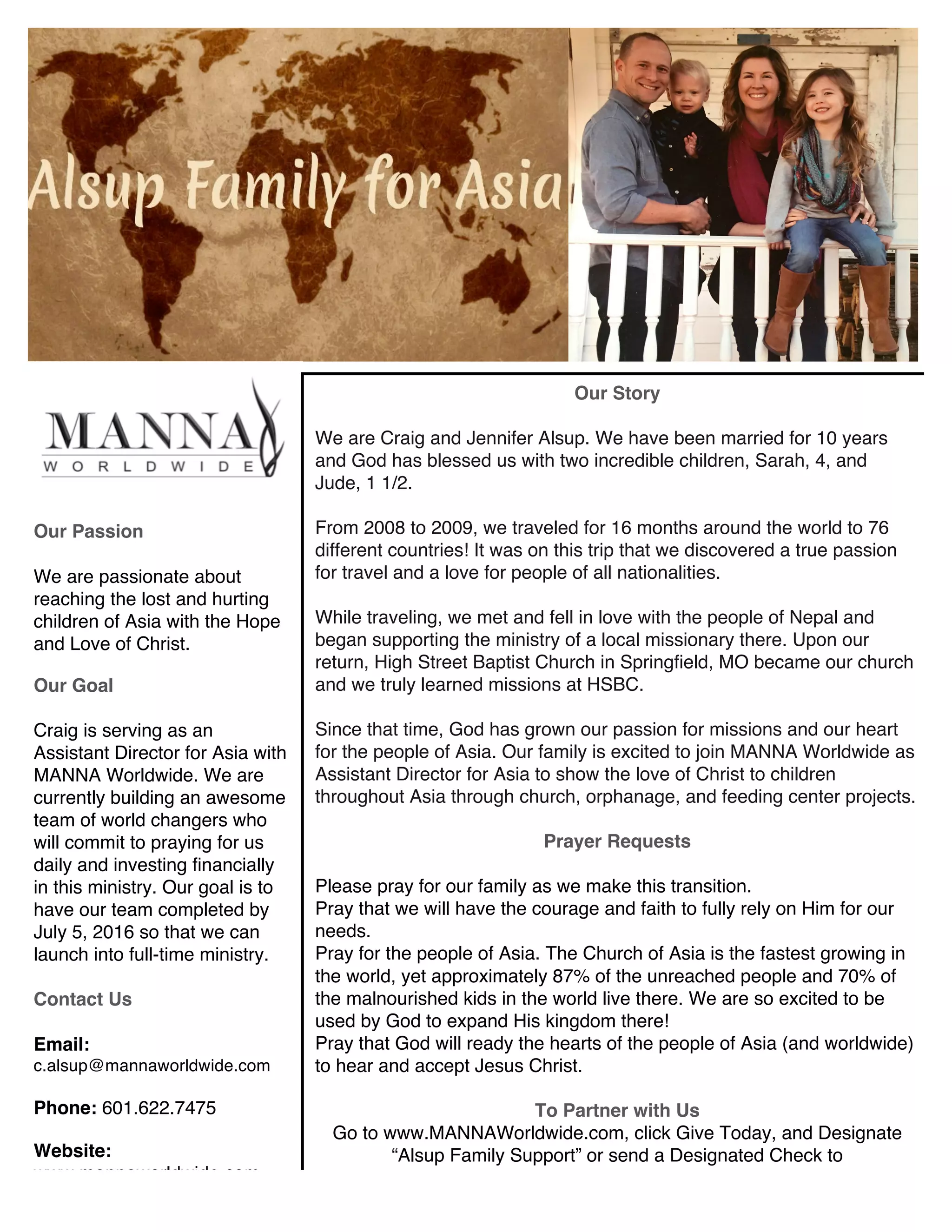 Alsup Prayer Letter Introduction | PDF